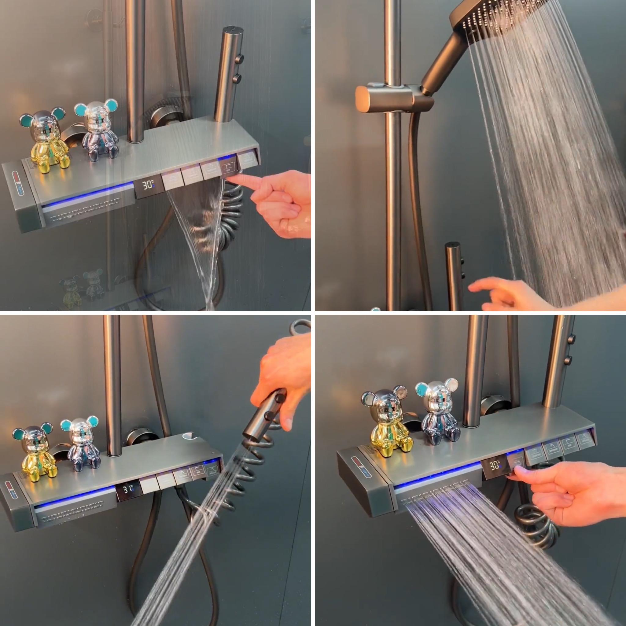 Tiktok Trend Gun Matel White Color Piano Key Shower System Set Exposed ...