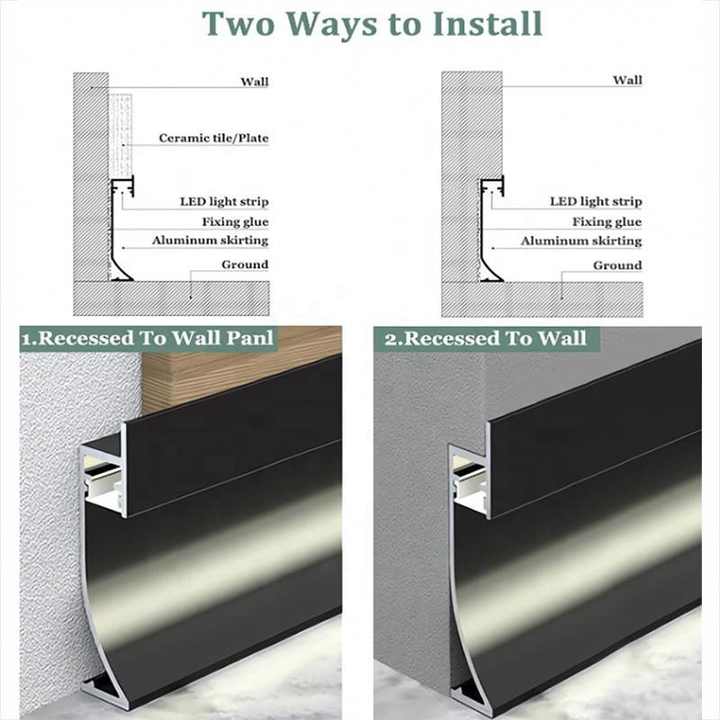 1m Recessed Wall Mount Aluminium Profile With Milky Cover For Home ...