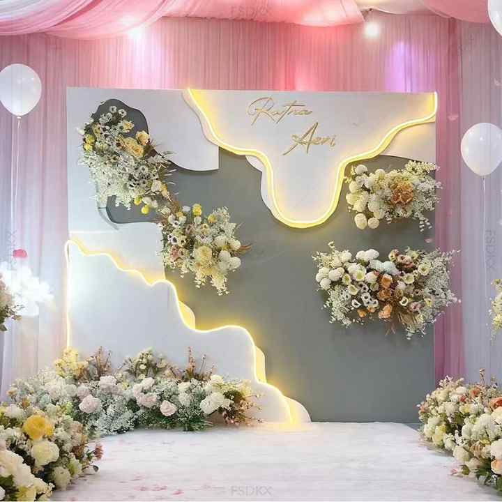 Custom Luxury Led Wedding Backdrop Panel Acrylic Wave Stage Decor With ...