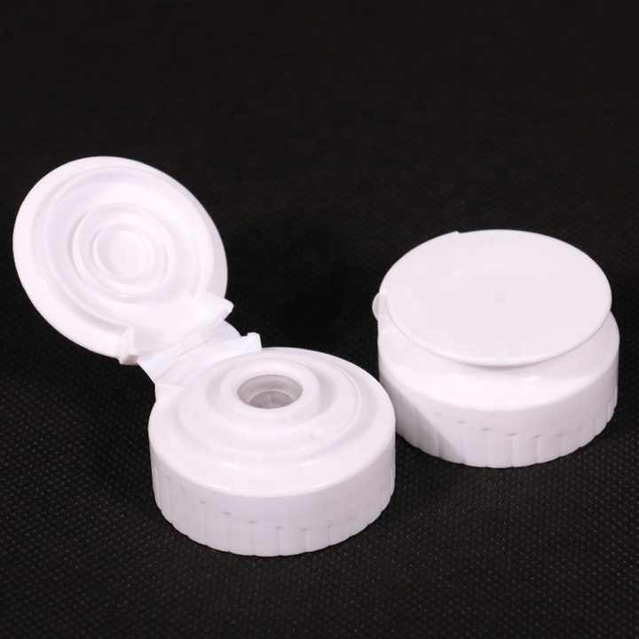 38-400 White PP Plastic Ribbed Bottle Flip Top Lids Caps