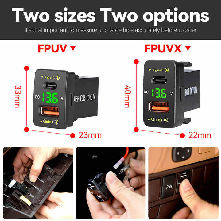 Oem Toyota Usb Socket Rectangle Qc 3.0 Car Charger Usb C 24V 12V Led ...