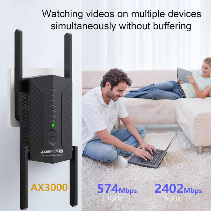 Wifi 6 AX3000Mbps Long Range Wifi Repeater Long Range 2.4GHz&5GHz ...