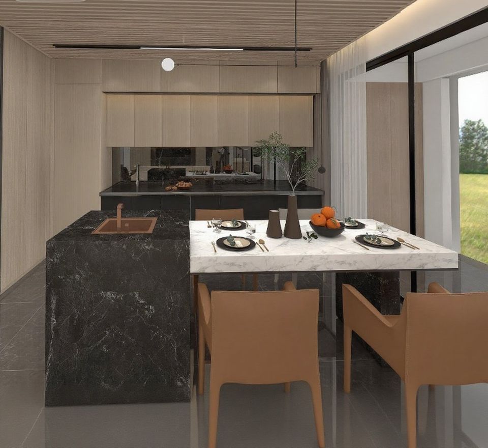 KINGV Modern Natural Light Luxury + Integrated Social Kitchen Style ...