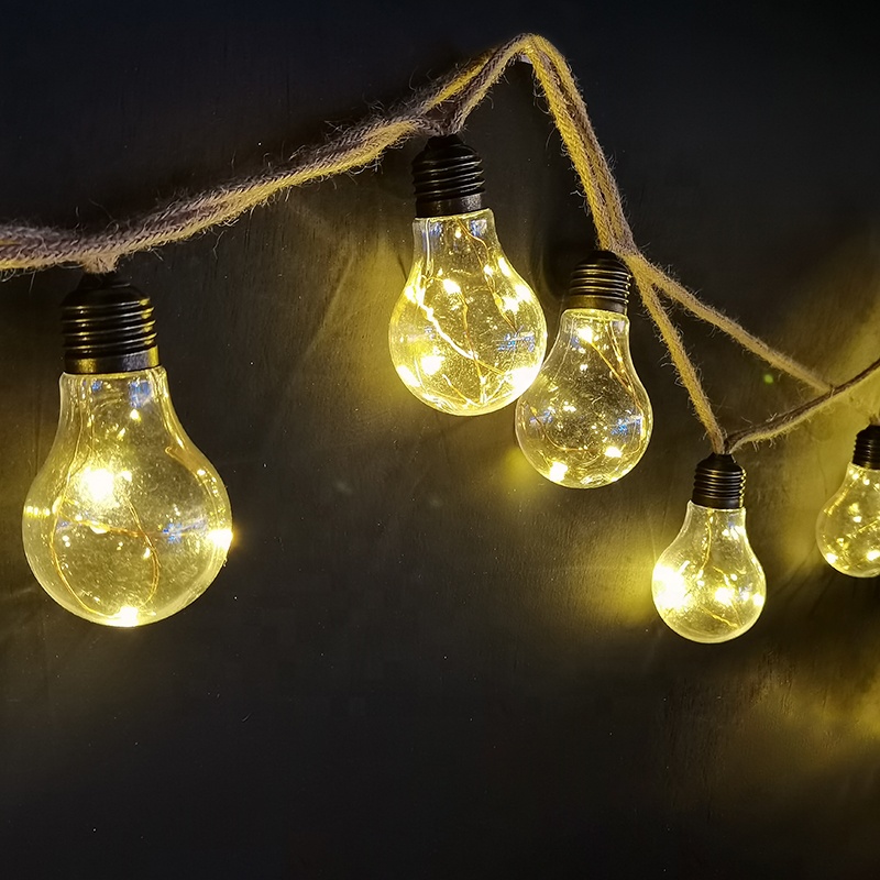 NY011013 A60 Bulb hemp rope LED String Lights-Taizhou Deco-Maker Arts ...