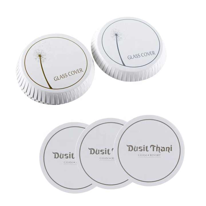Custom Cheap Recyclable Hotel Paper Coasters & Glass Covers
