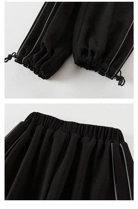 Reflective Strip Kids Two-piece Set Zipper-up Jacket Casual Trousers ...