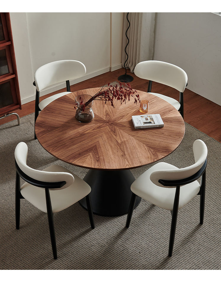 Modern 8-Seater Dining Table Set Retro Round Home Solid Wood Chair ...