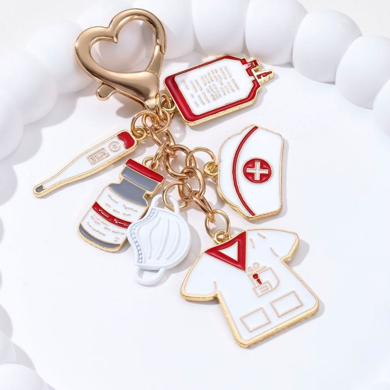 Fashion Cartoon Infusion Pump Thermometer Surgical Mask Enamel Keychain ...