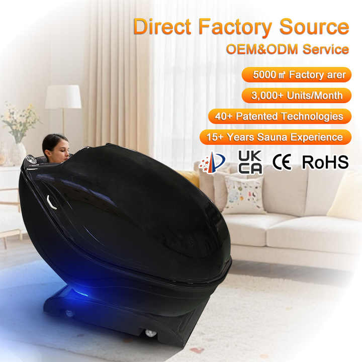 Guangyang All-in-One Sauna Cabin Acrylic Sauna Capsule 14 Red Lights ...