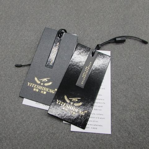 Thick black cardboard embossed swing tag clothing Garment tags for ...