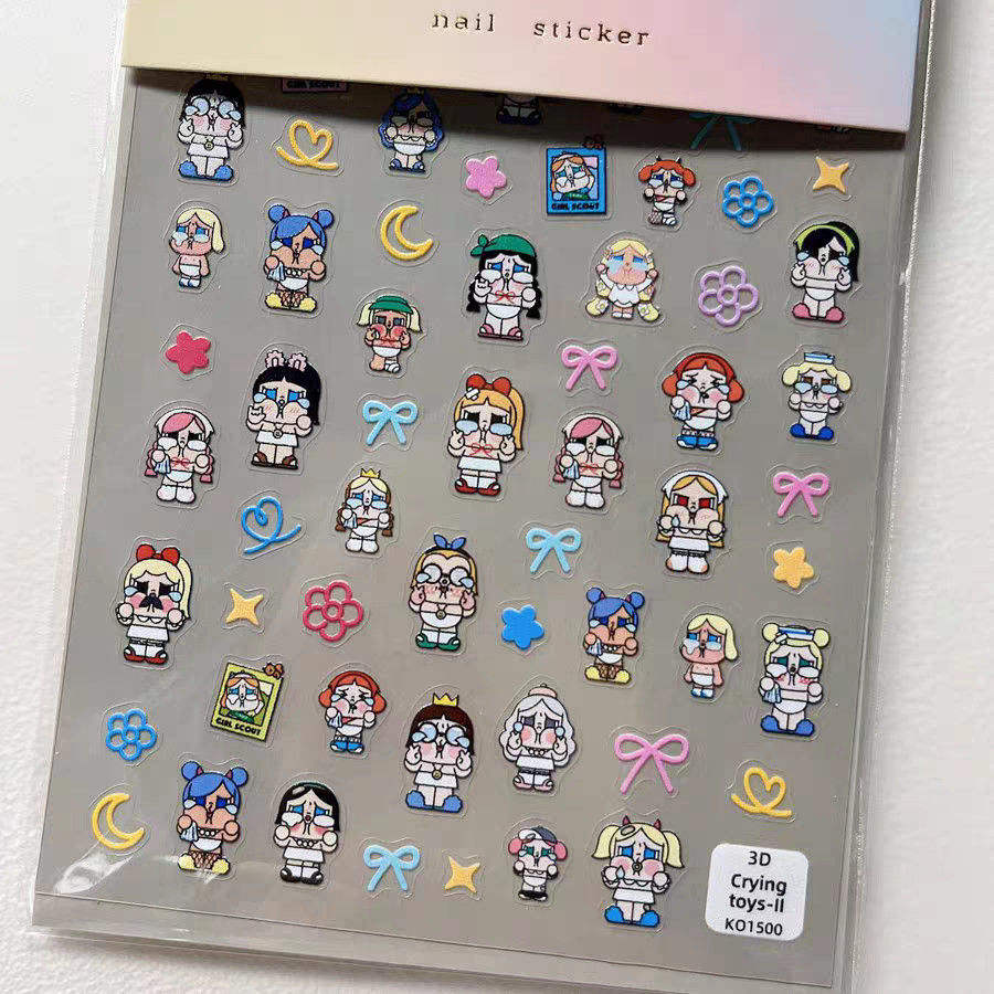 Cute Crying Baby Nail Stickers Crybaby Embossed 3D Mobile Phone Diary ...