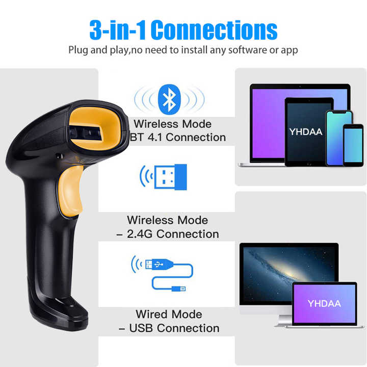 High Quality Wholesales Wireless Bluetooth Qr Code Reader Scanning Gun ...
