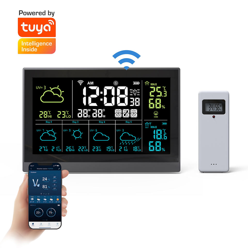 Top Rated Thermo-Hygrometer Smart Table Clock Weather Forecast Tuya ...