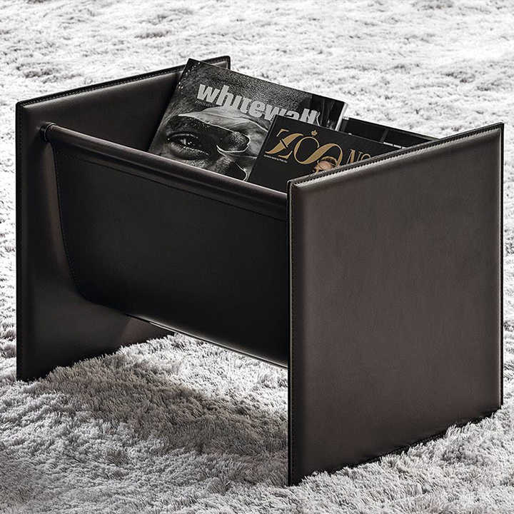Italian Design Newspaper Shelving Holder Leather Magazine Rack