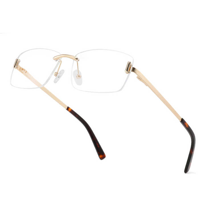 Rimless Square Men Eyeglasses - Retro Metal Eyewear
