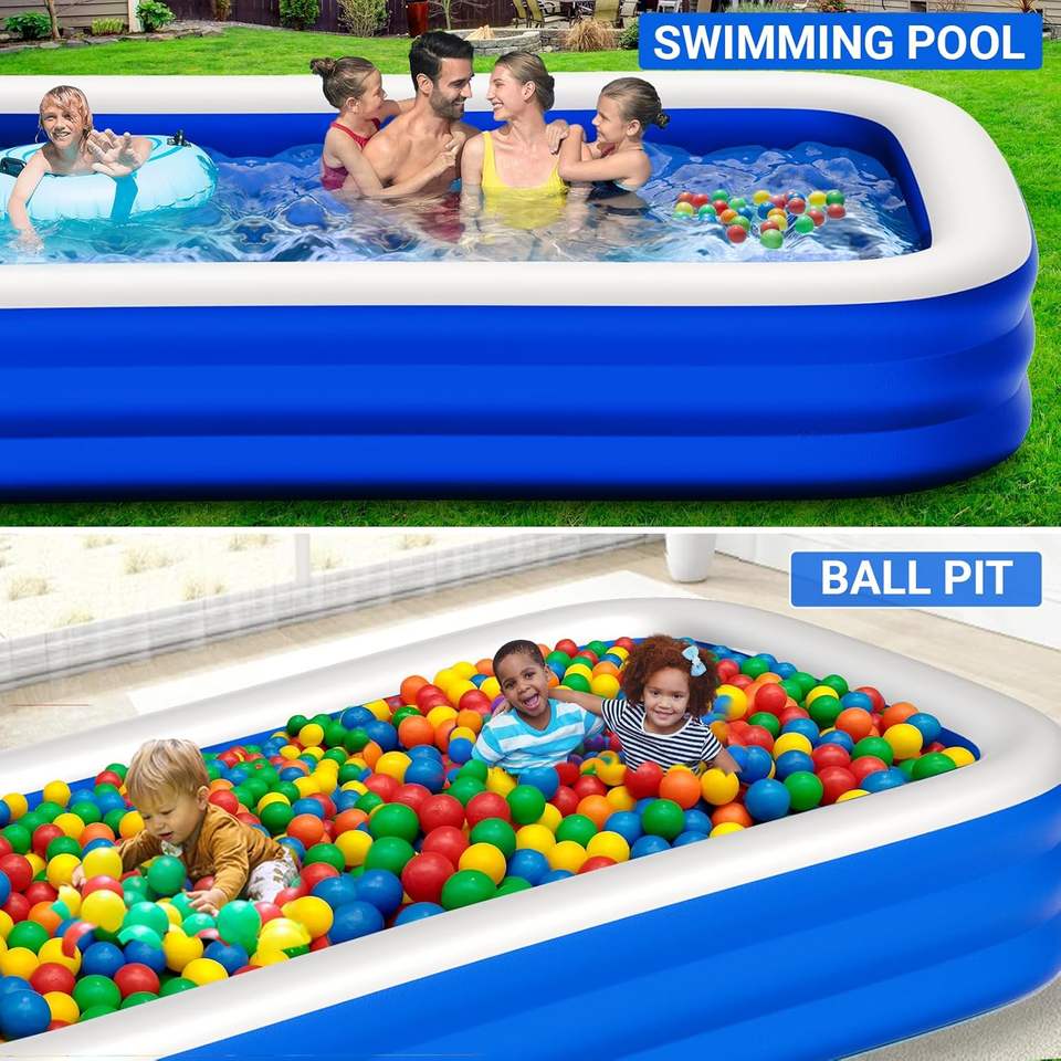 Extra Large Inflatable Pool with Pump, Lylting 158"x74"x22" Big Outdoor ...