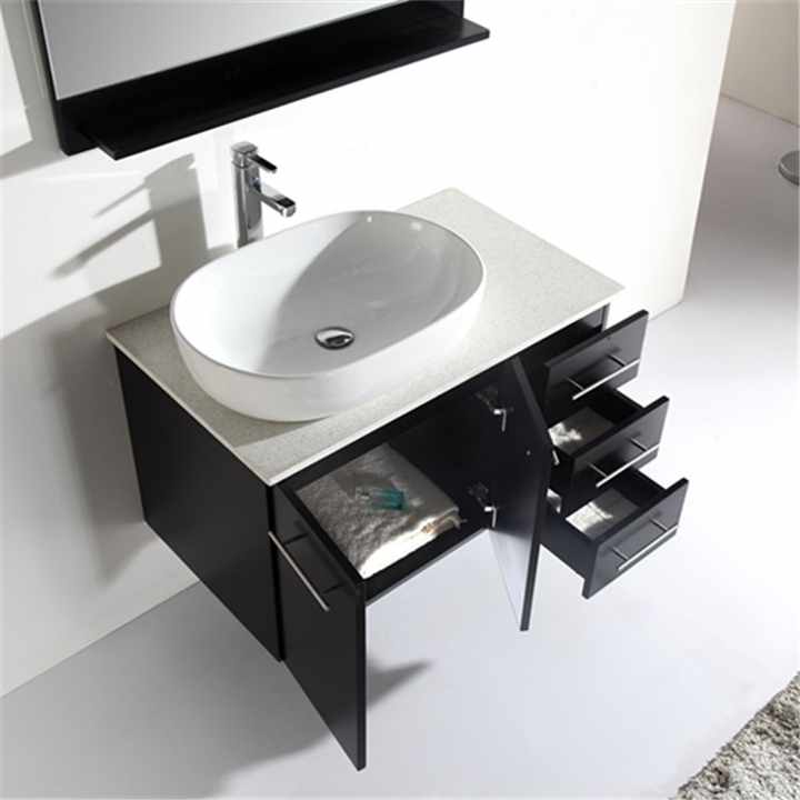 Modern Oak Wood Bathroom Wall Cabinet MDF Stone Vanity for Apartment ...