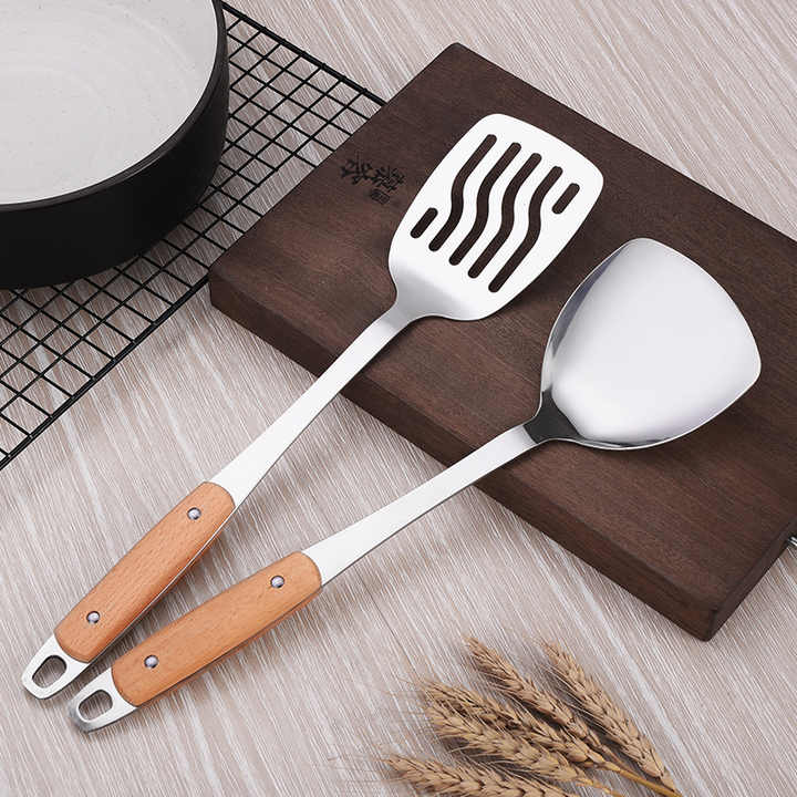 European Stainless Steel Ladle Spatula Skimmer Spaghetti Spoon Kitchen ...