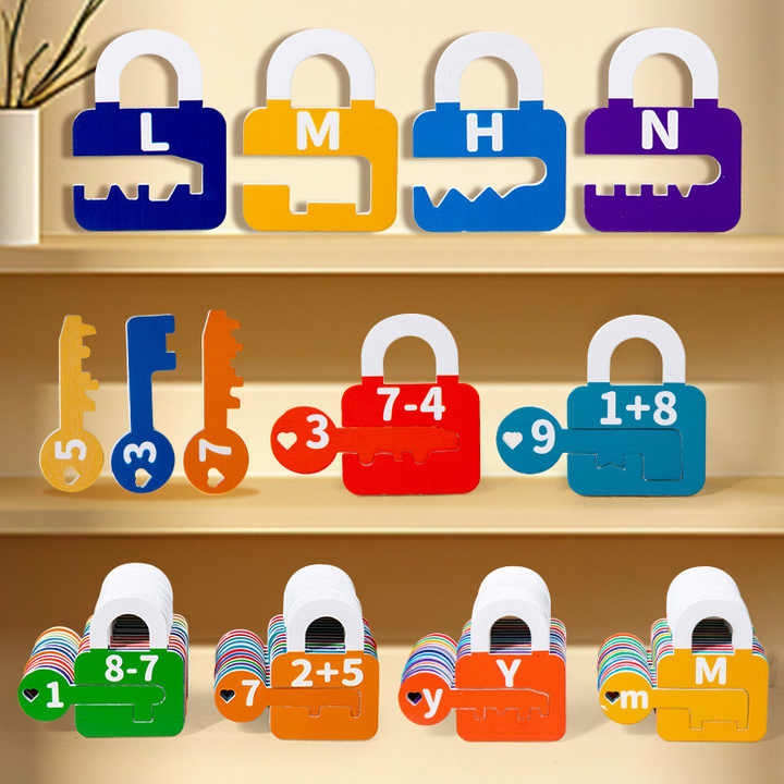 Wooden Montessori Children Educational Key Matching Puzzle Toy Alphabet ...