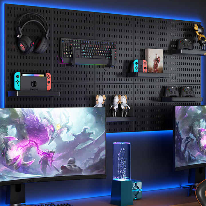 Customizable Single-Tier Folding Wall Shelf Tray for Gaming