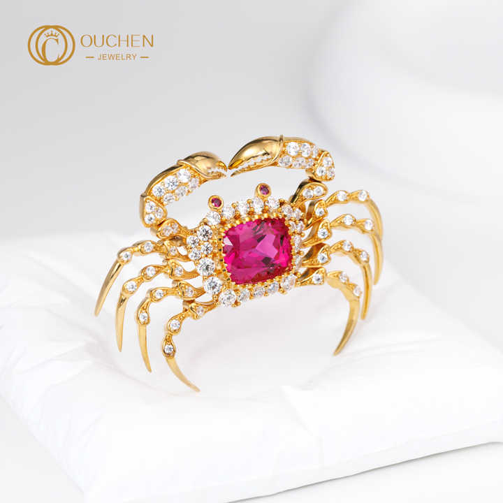 OUCHEN 9k to 18k Gold Lab Grown Diamond Cartoon Brooch Pin Flash ...