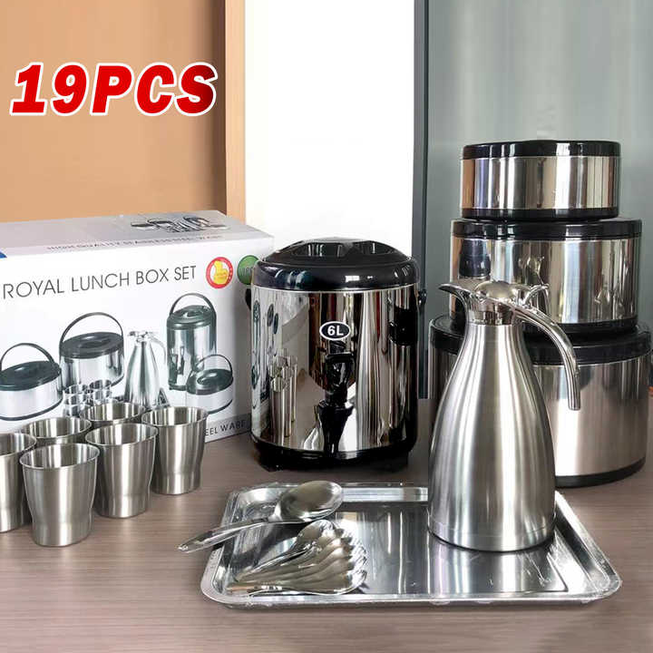 Luxury 19pcs Outdoor Stainless Steel Cookware Set Insulated Food Jar ...
