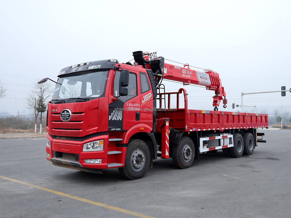 FAW 8x4 Heavy Duty Cargo Truck with 14ton Crane - 21M Lifting