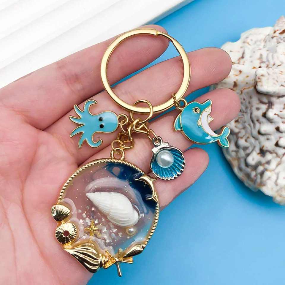 Conch Shell Keychain - DIY Sea Creature Enamel Key Chain