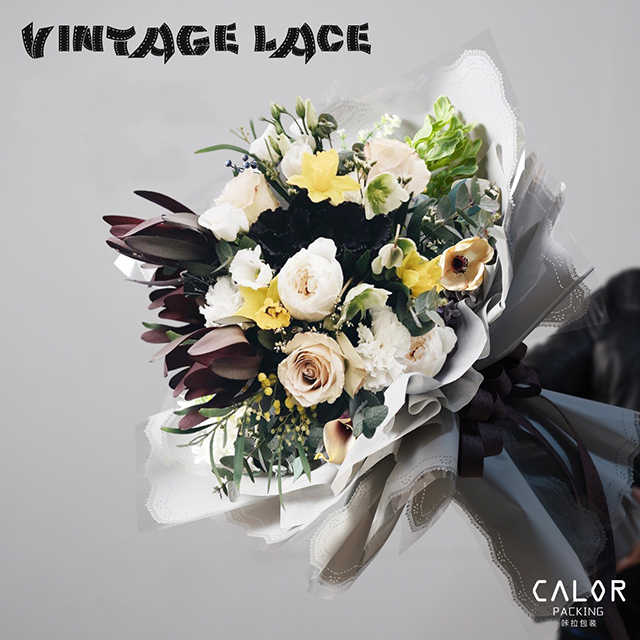 CALOR Flower Packaging Paper with Lace - Waterproof & Recycled