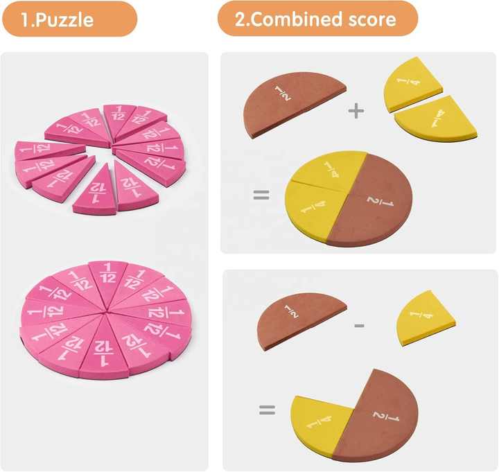 Sayglossy 6 Sets Fraction Tiles for Mathematics Education in Classroom ...