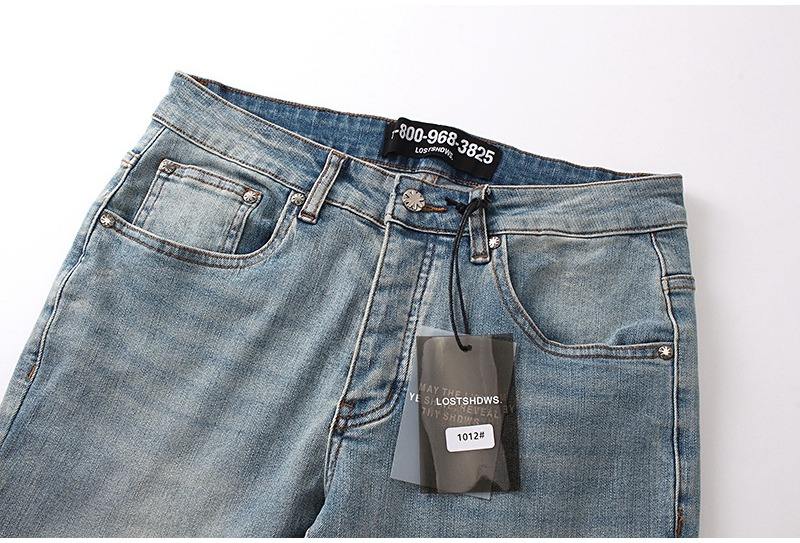 LOST SHDWS Men's Cowboy Flare Jean Solid Blue Washed Denim Trousers ...