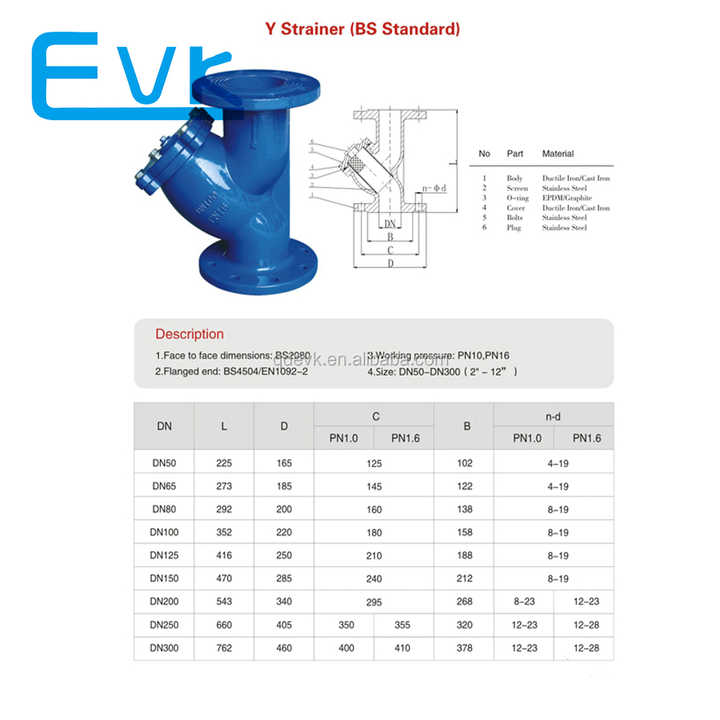 PN16 DN65 DN80 DN100 Ductile Iron GG25 GGG50 DI Y Strainer