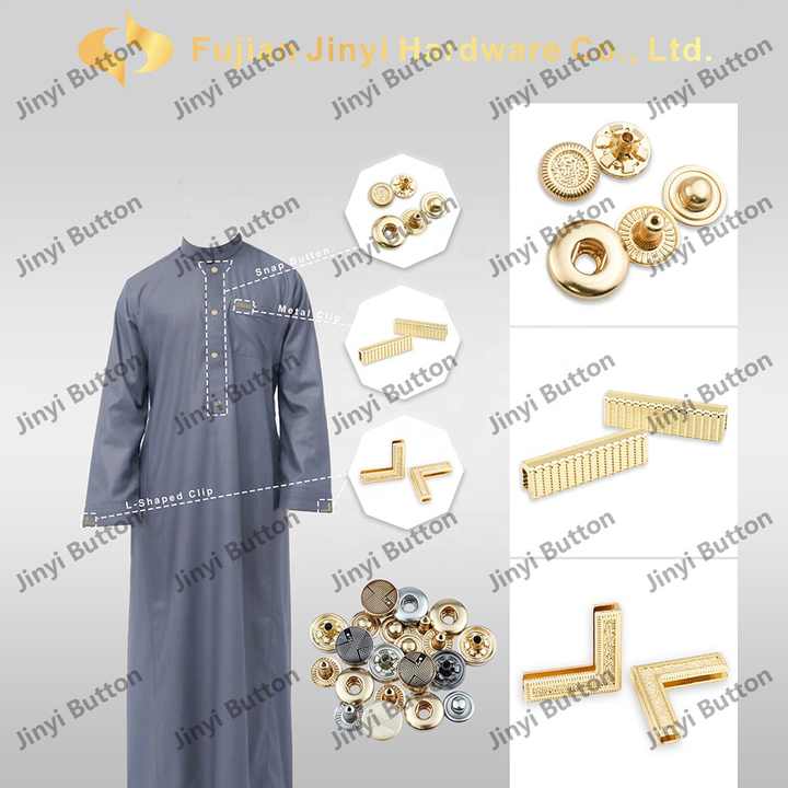 Jinyi Button Factory Custom Logo Pattern Brand Shirt Abaya Thobe Square ...