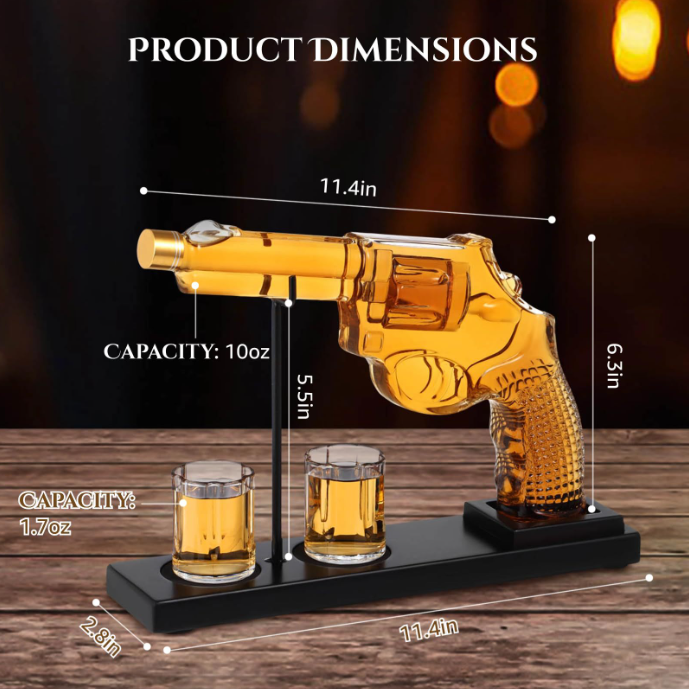 Machine Gun Liquor Bottle - High Quality Revolver Shaped Decanter Set
