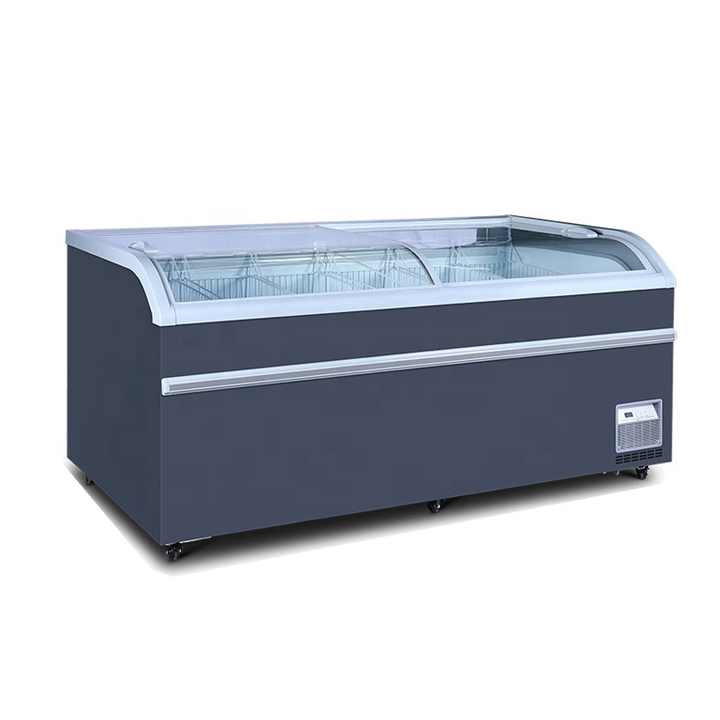 Glass Top Open Door Ice Cream Fridge Freezer Chest Frozen Food for ...