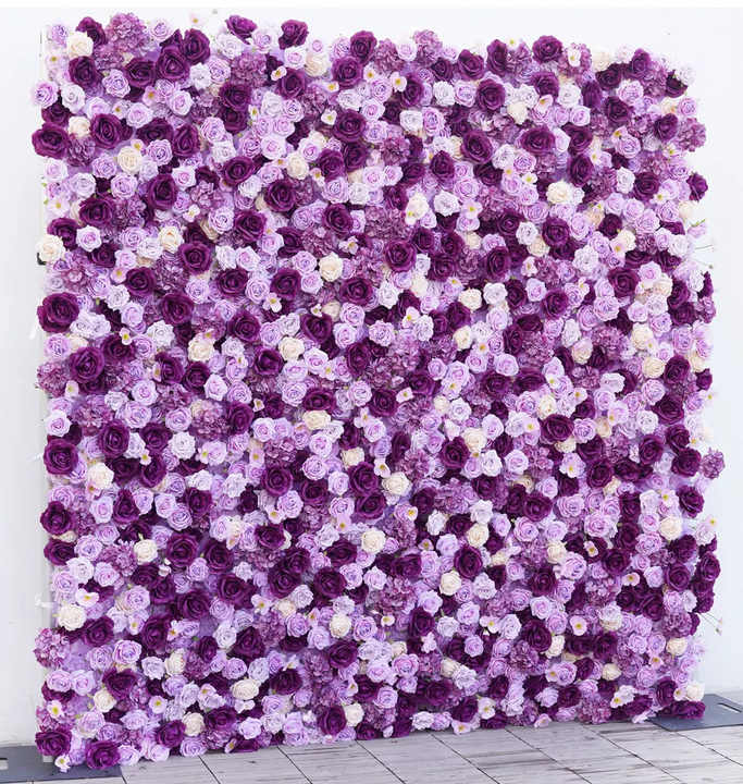 5D Purple Outdoor Wedding Backdrop Decor Rose Hydrangea Rolling Up ...
