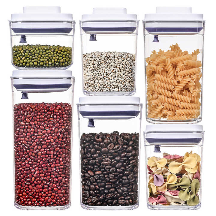 6-Piece Pack Push Button Pop up Container Box With Lids Grain Cereal ...