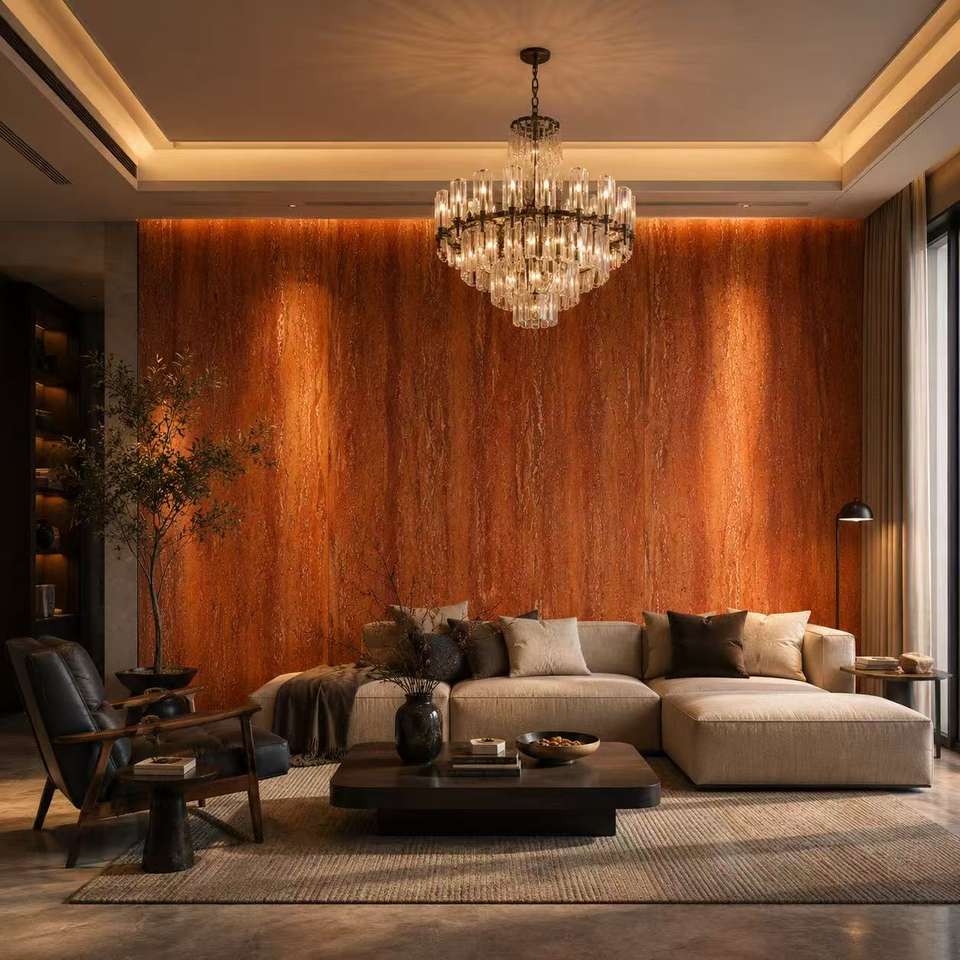 Luxurious Style Travertine Bendable Wall Panel Stone Sheet 600*1200mm ...