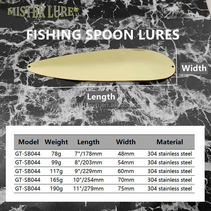 MISTER LURE Spoon 7" 8" 9" 10" 11" Chrome Large Spoon Wobbler Trolling ...