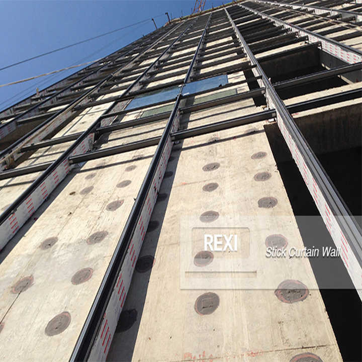 European Standard Aluminium Building Glass Facade Semi-Concealed Frame ...