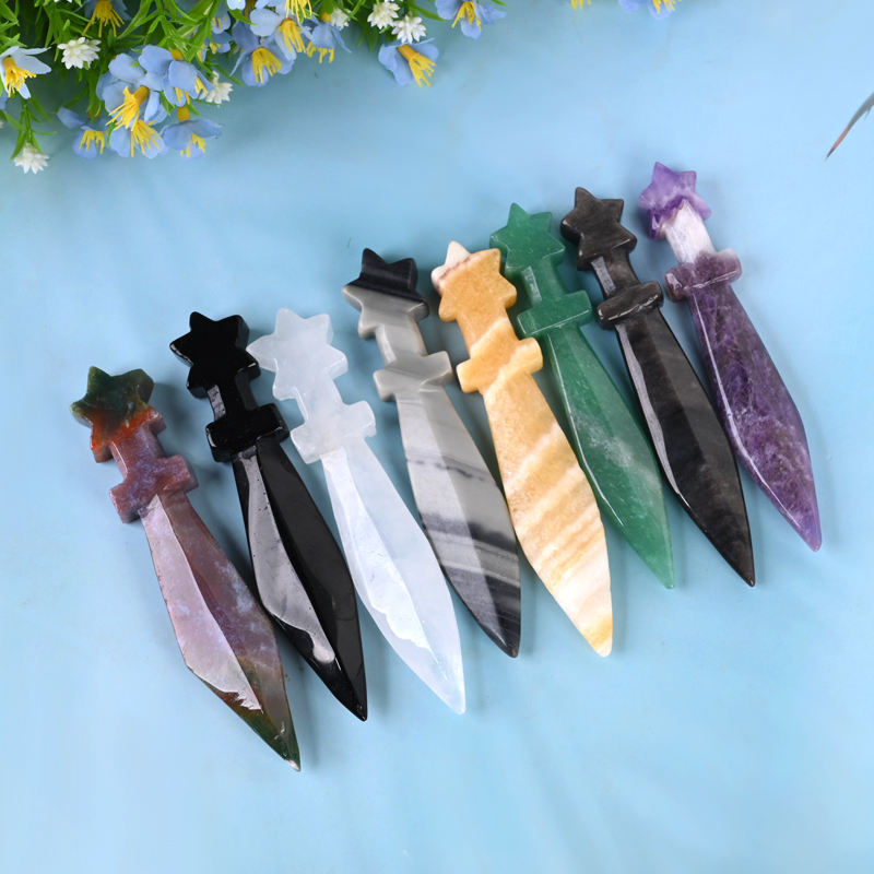 Wholesale Natural Crystal Craft Hand Carved Dagger Crystal Knife for ...