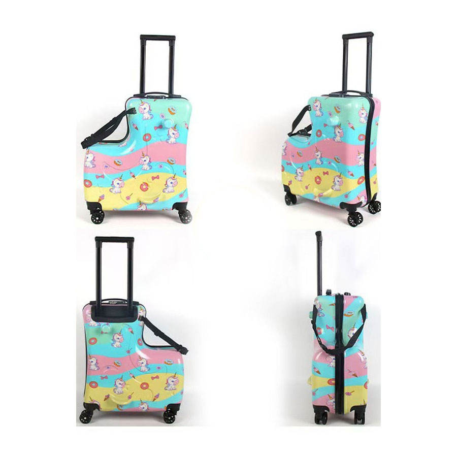 Portable Ride Kids Trolley Case Children Trolley Cases Suitcase Cartoon ...