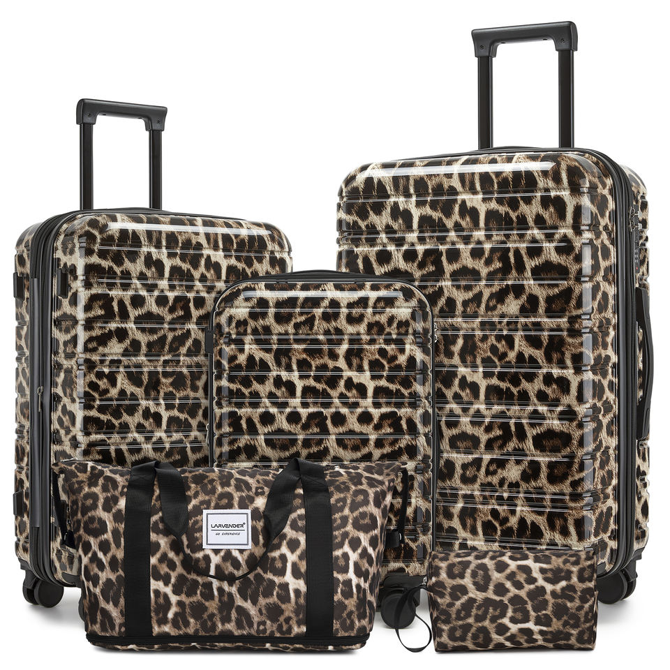 Leopard Print Luggage Set: Hardside Travel Suitcases, Stylish Travel ...