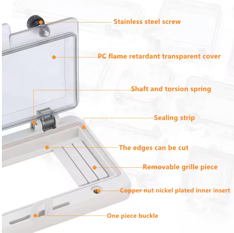 IP67 Socket Distribution Box PC + ABS Material Transparent Contact ...