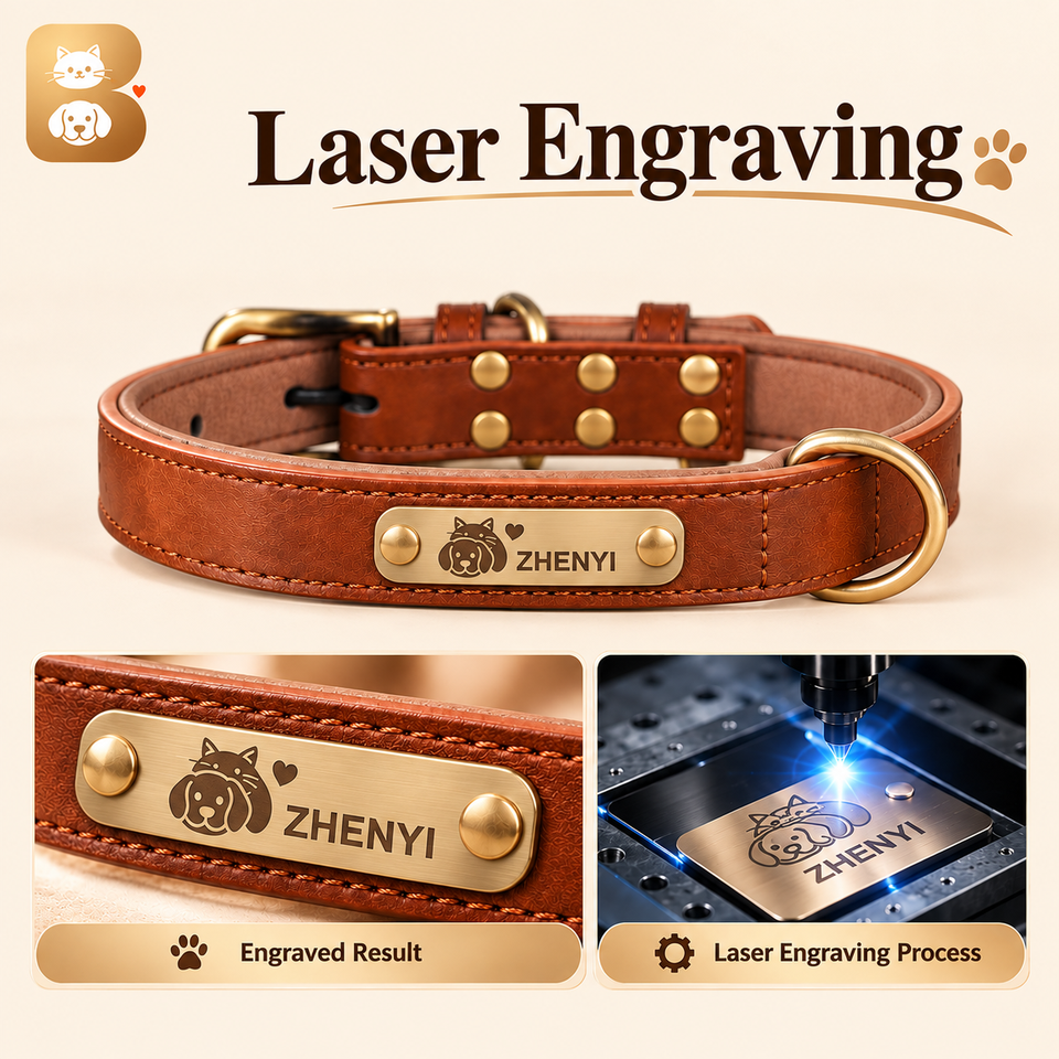 ZHENYI Leather Custom LOGO Diving Material Pet Collar with Engraved ...