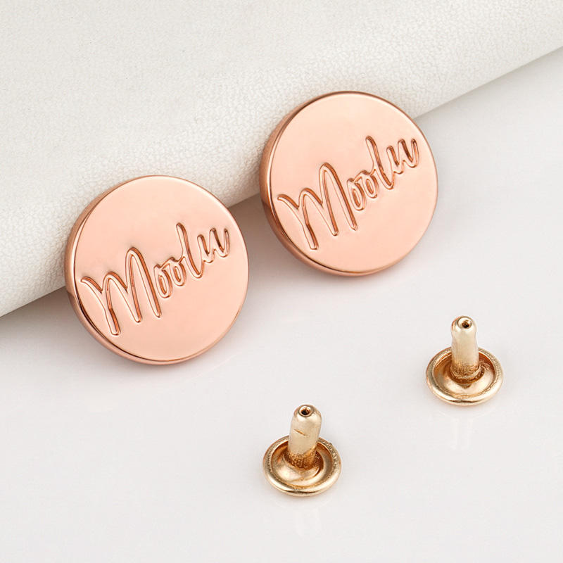 Handbag Hardware - Custom Rivet Logo Tags in Rose Gold