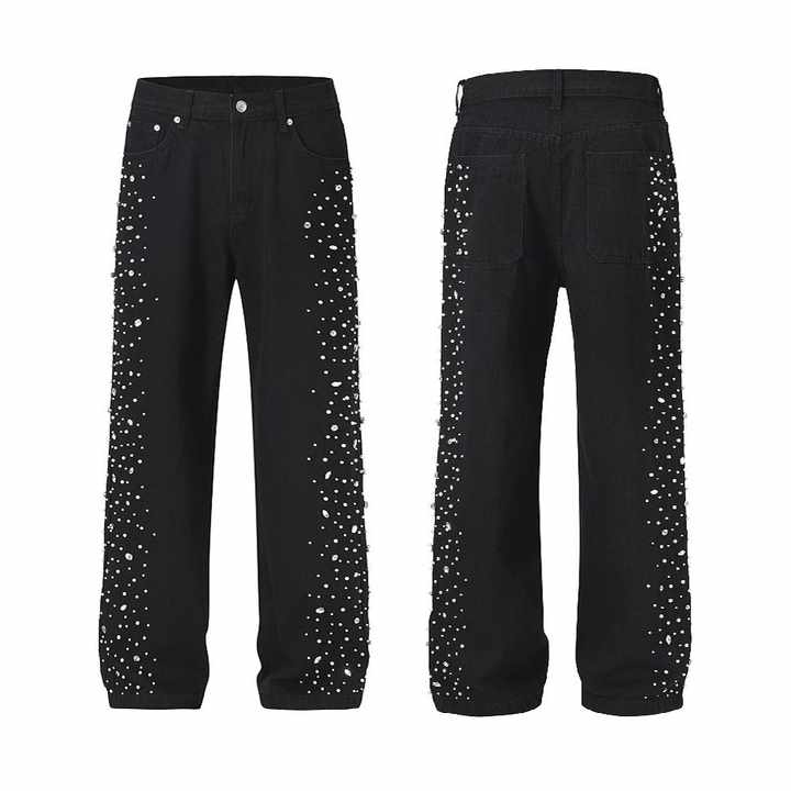 2025 European And American Beaded Baggy Hot Drilling Jeans Trendy Brand ...