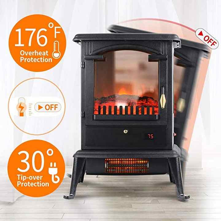 Oscillating Infrared Quartz Fireplace Space Heater & Humidifier