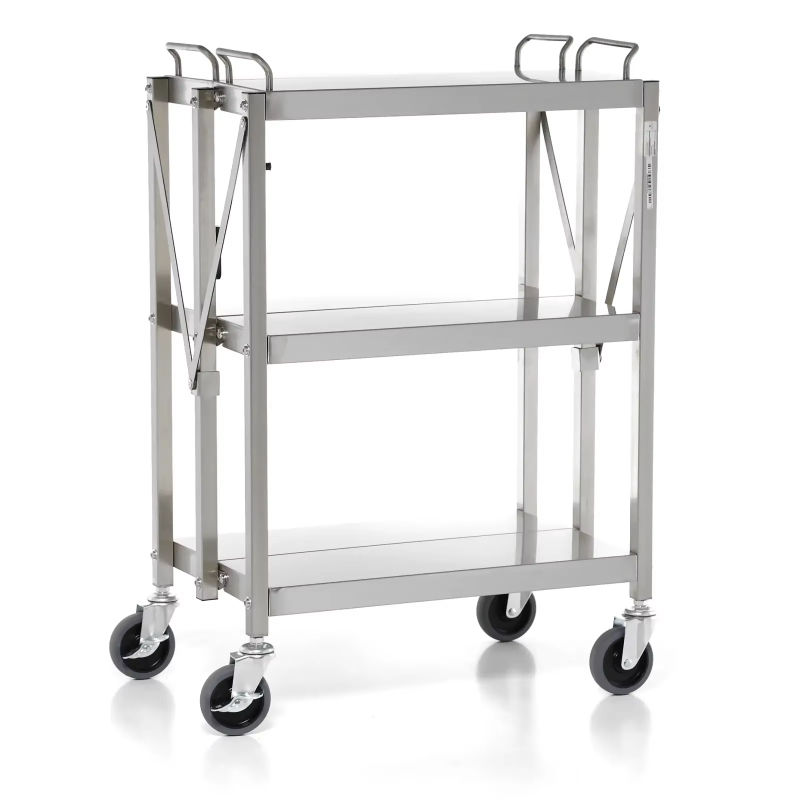 New Design Service Cart 3 Tier Square Leg Stainless Steel Folding ...