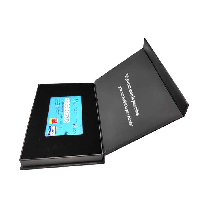 Custom Rigid Book Shape Black Cardboard Business Cards Box Packaging Credit Vip Card Gift Box ...
